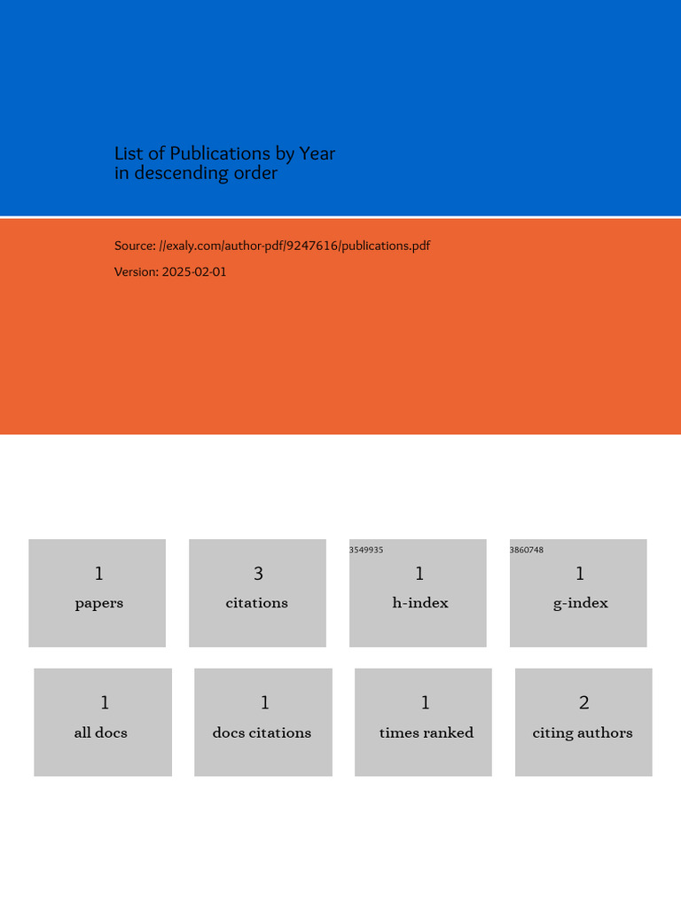 Exaly Muniraj Sarangapani Publications by Year | PDF