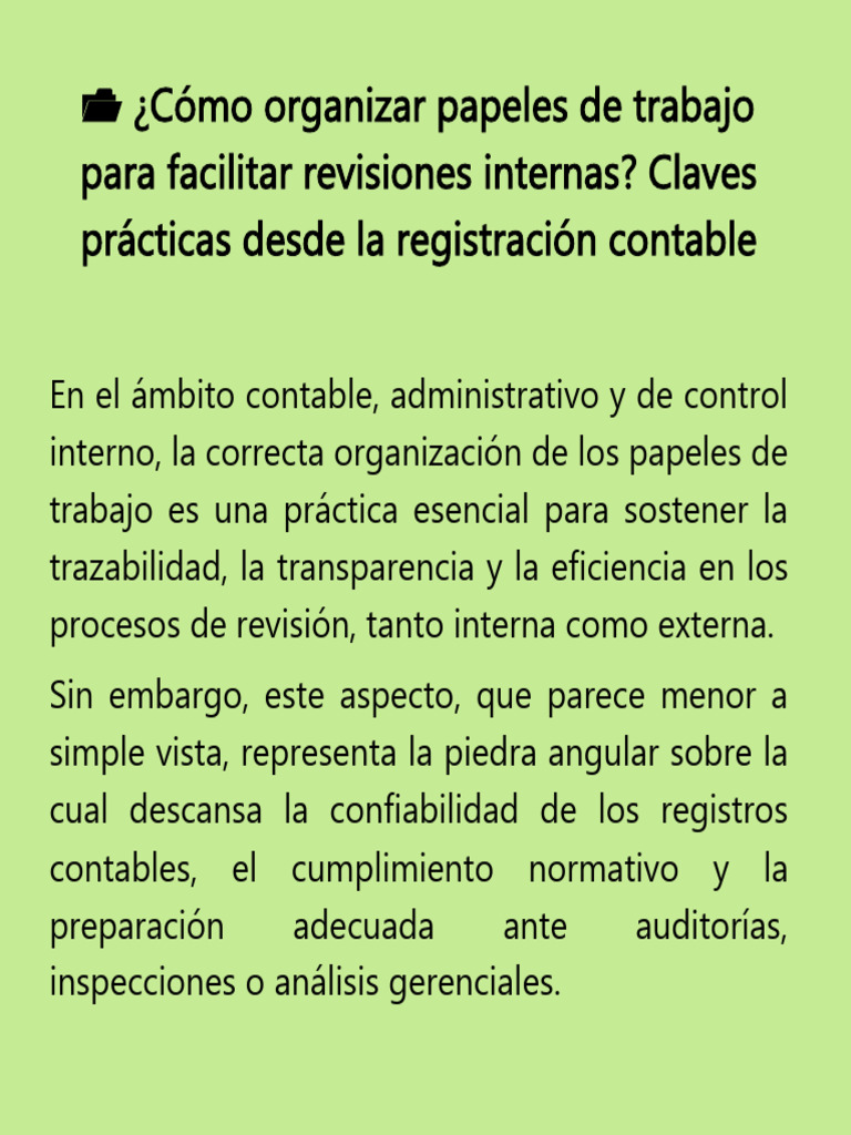 Cómo Organizar Papeles de Trabajo para Facilitar Revisiones Internas ...