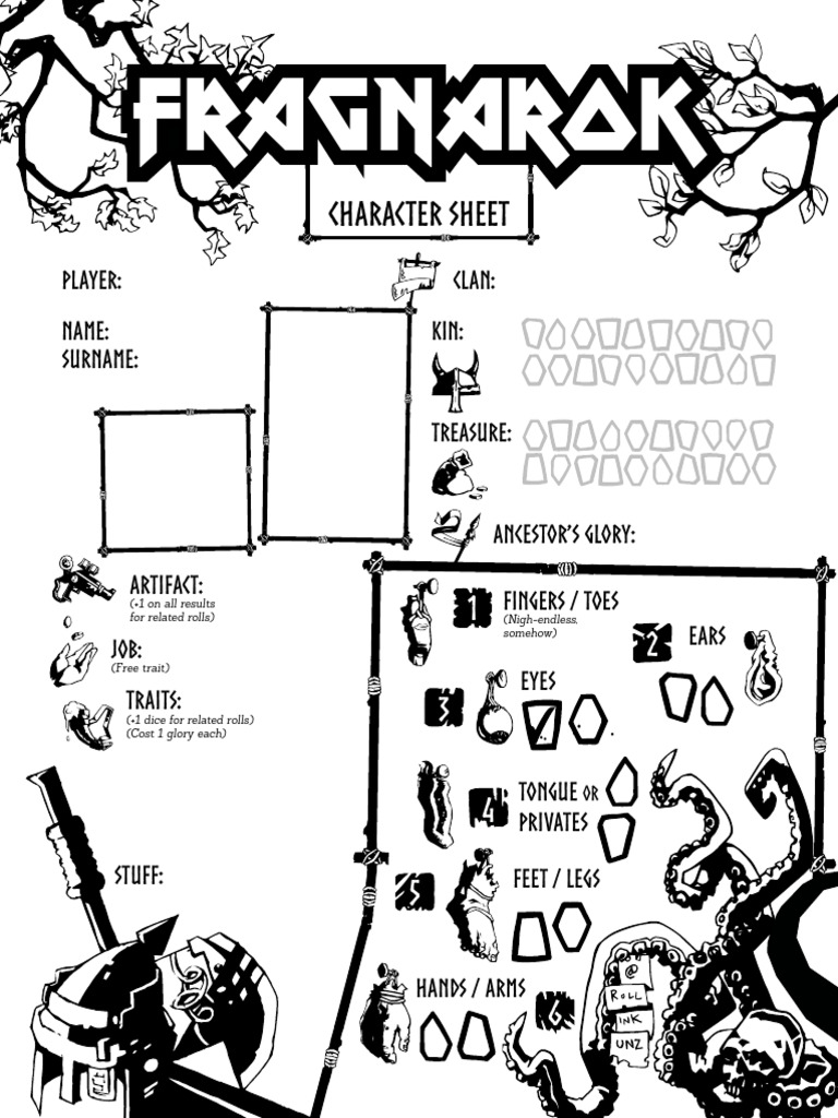 Fragnarok Character Sheet Template | PDF