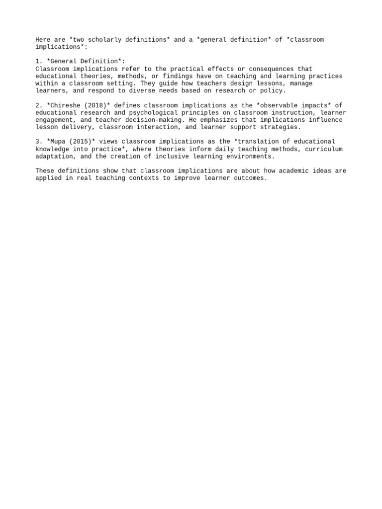 Classroom Implications | PDF