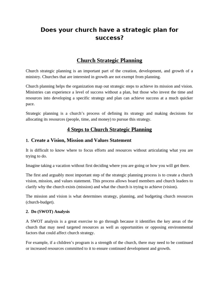 Church Strategic Planning for Growth | PDF | Strategic Planning | Swot ...