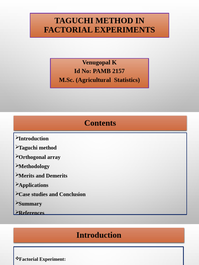 Taguchi Method in Factorial Experiment | PDF | Analysis Of Variance | Signal To Noise Ratio