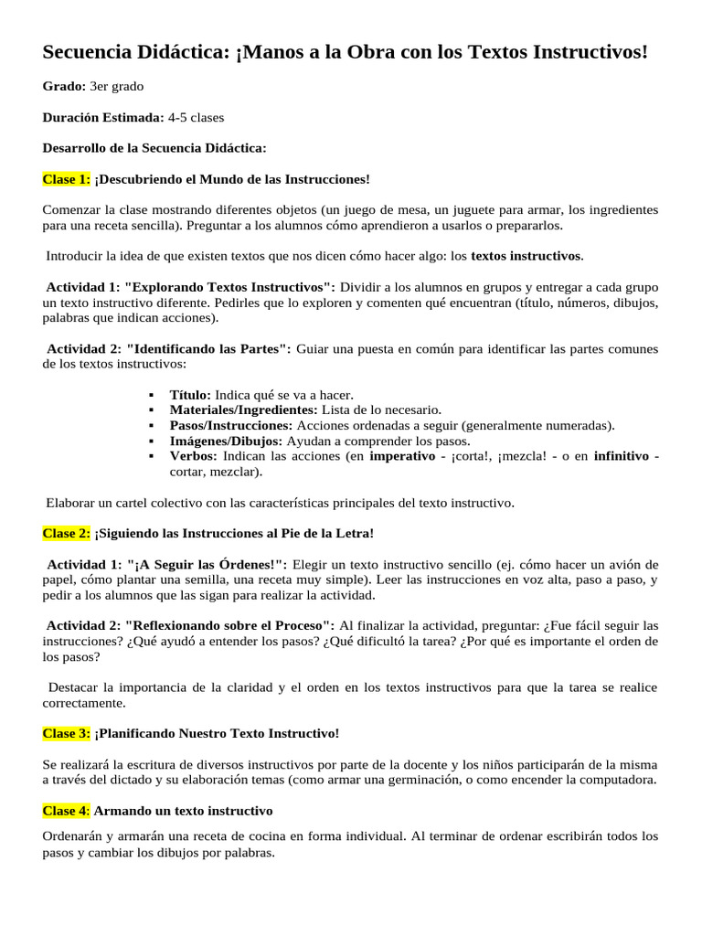 Textos Instructivos para 3er Grado | PDF
