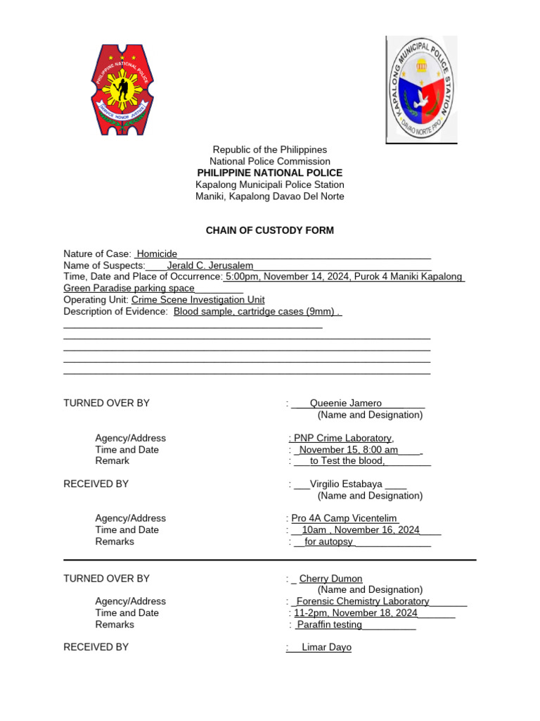 Chain of Custody | PDF | Forensic Science | Crimes