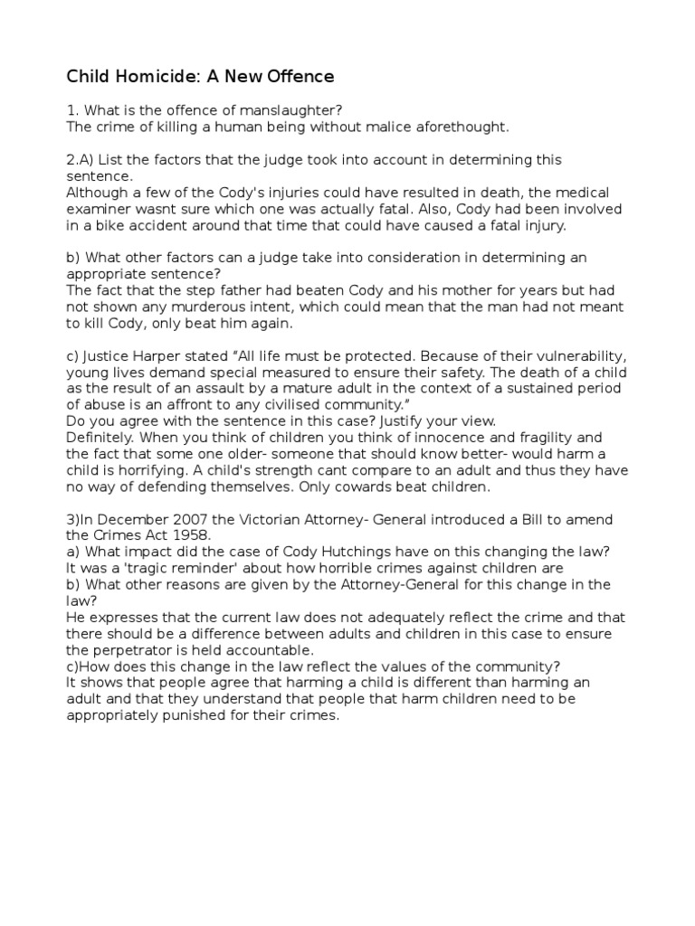 Cody Hutchings and Child Homicide Law Changes | PDF