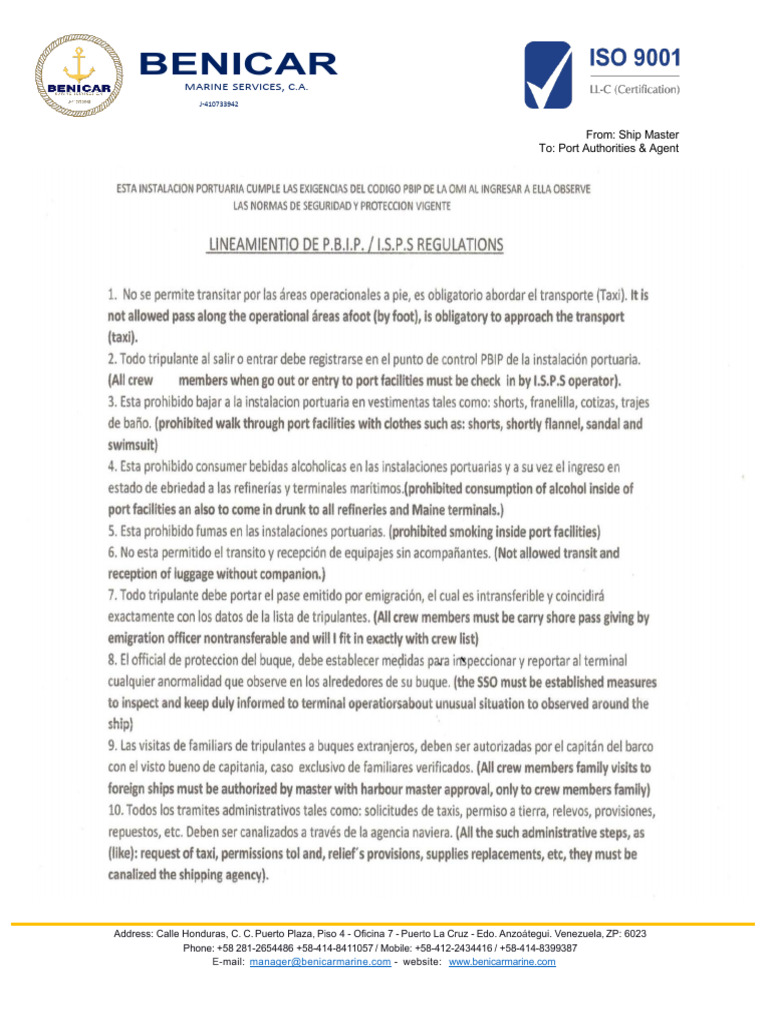 Isps Regulations | PDF