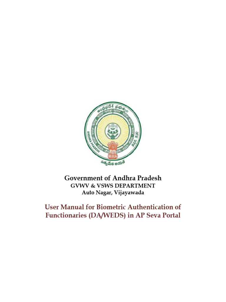 User Manual For Biometric Authentication of Functionaries in AP Seva ...