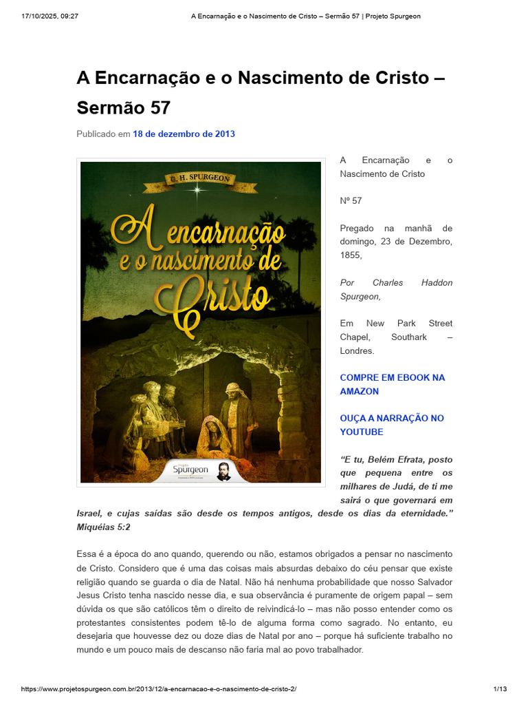 Encarnação e Nascimento de Cristo | PDF | Livro de Ruth | Jesus