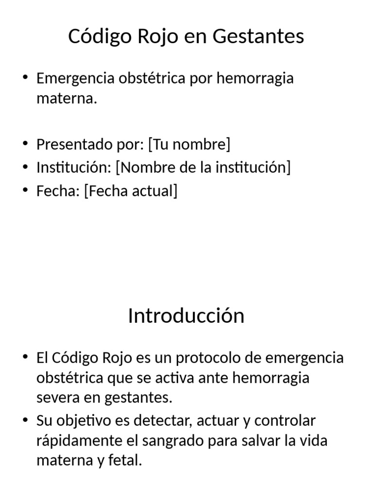 Codigo Rojo en Gestantes | PDF | Parto | Especialidades Medicas