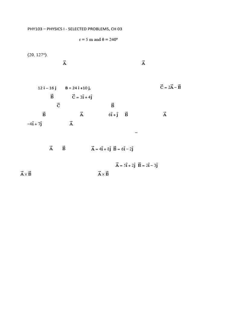 19.10-Problems Set 3 Vectors | PDF