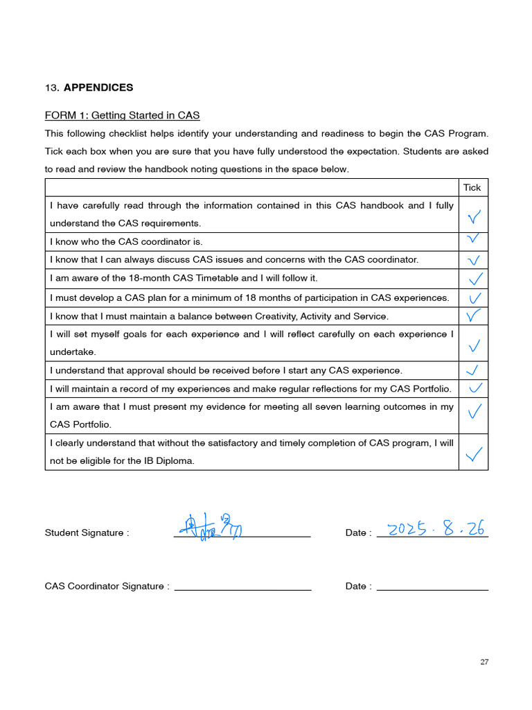 CAS Program Readiness Checklist | PDF