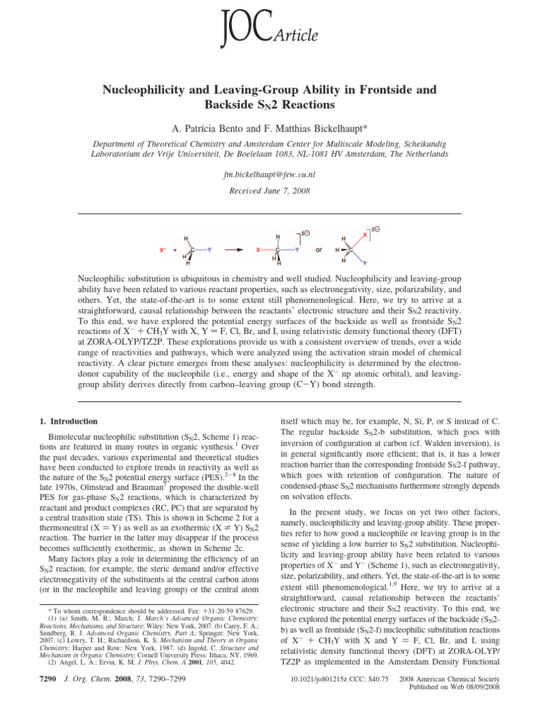 Bento Bickelhaupt 2008 Nucleophilicity and Leaving Group Ability in ...