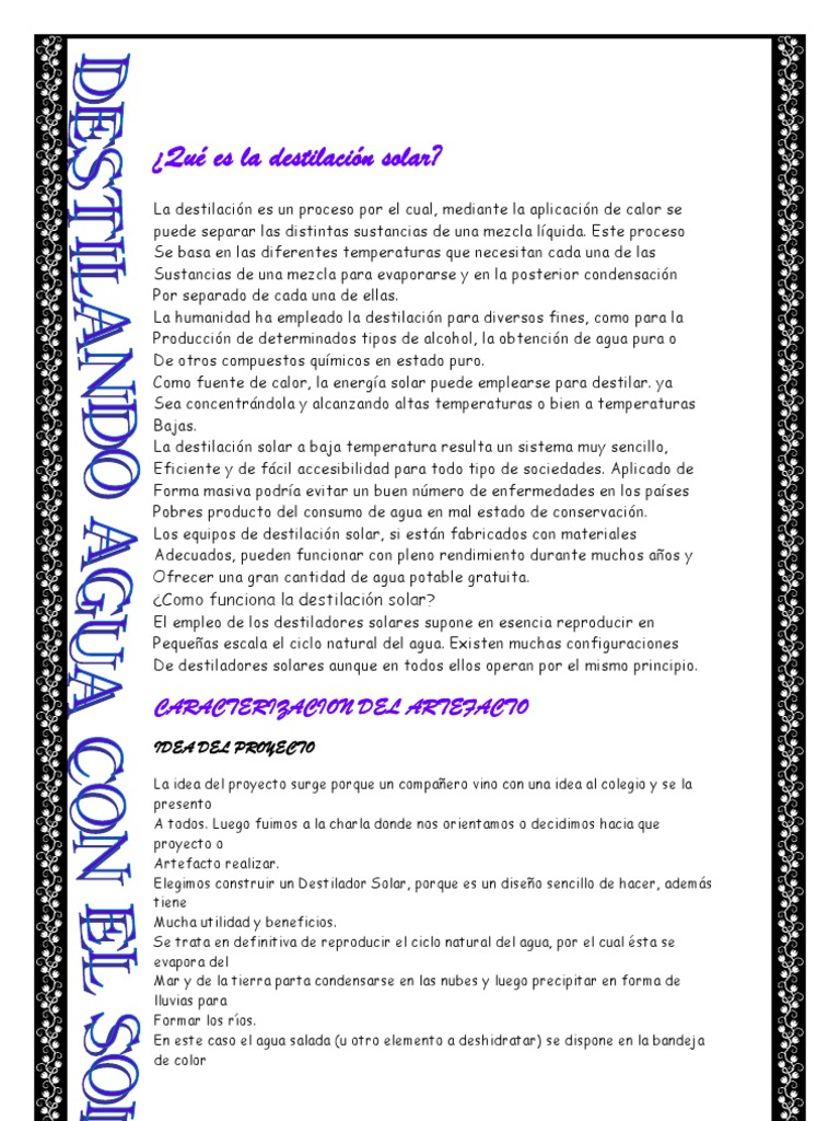 Destilación Solar: Agua Potable Sostenible | PDF | Energía solar ...