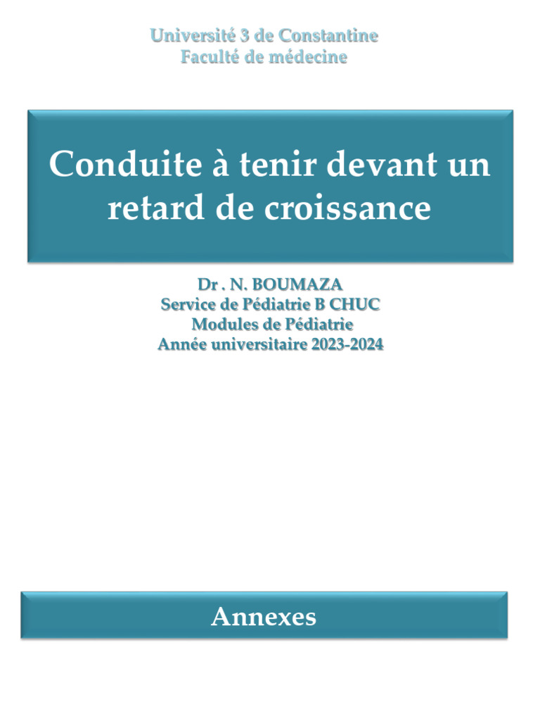 PED-TD02. Retard de Croissance Staturo-Pondéral (Diapo) | PDF | Indice ...