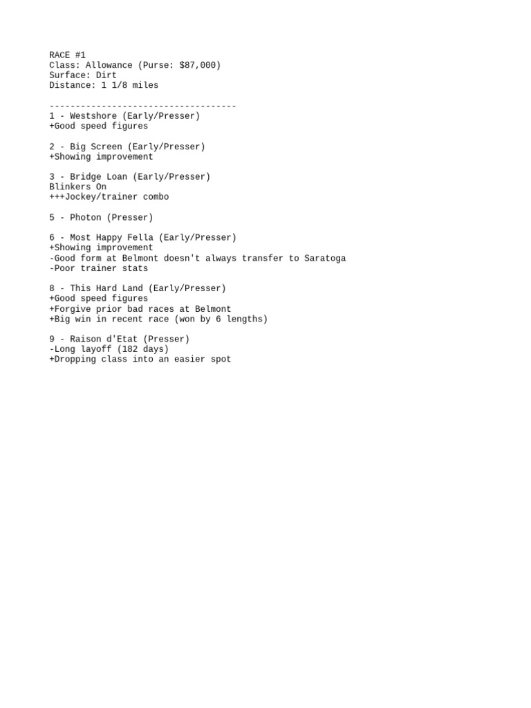 Race #1 | PDF