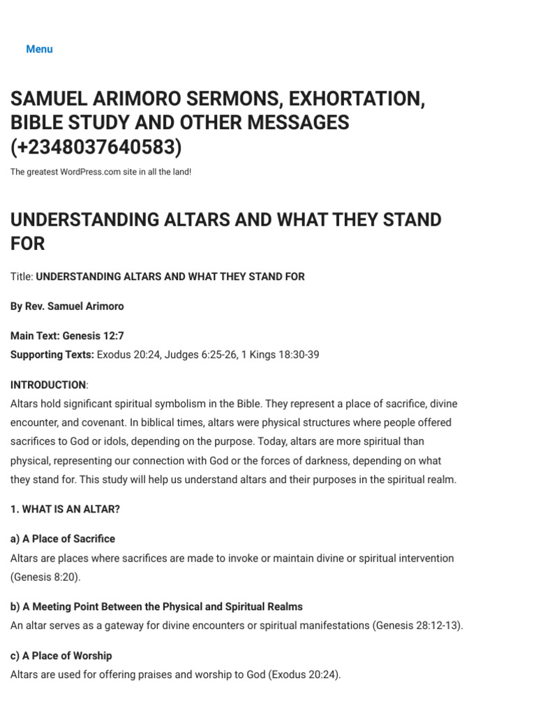 Understanding Biblical Altars | PDF | Altar | Covenant (Biblical)