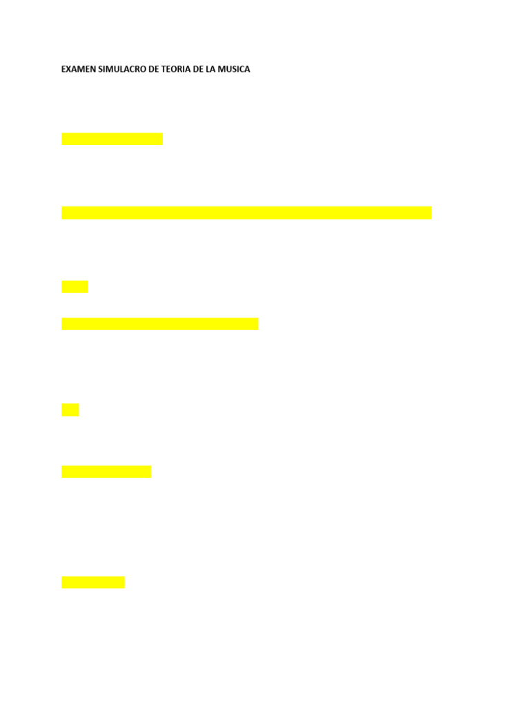 Examen Simulacro Teoria de La Musica | PDF | Escala (música ...