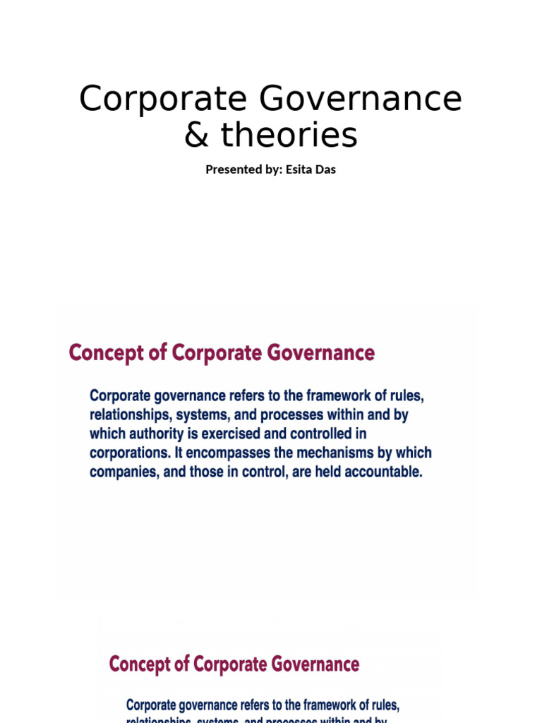 Corporate Governance & Theories | PDF