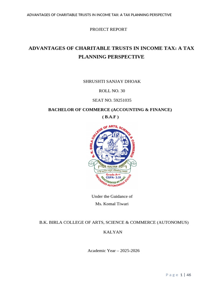 Charitable Trusts: Tax Benefits Explained | PDF | Charitable ...