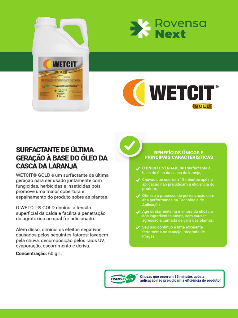 Surfactante WETCIT® GOLD para Agroquímicos | PDF