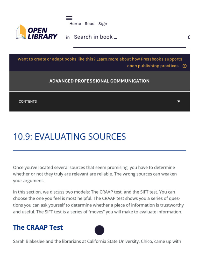 10.9 - Evaluating Sources - Advanced Professional Communication | PDF