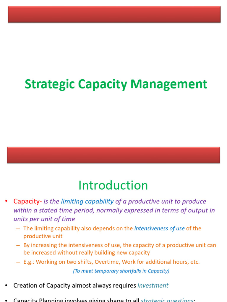 Strategic Capacity Management Overview | PDF | Demand | Economies Of Scale