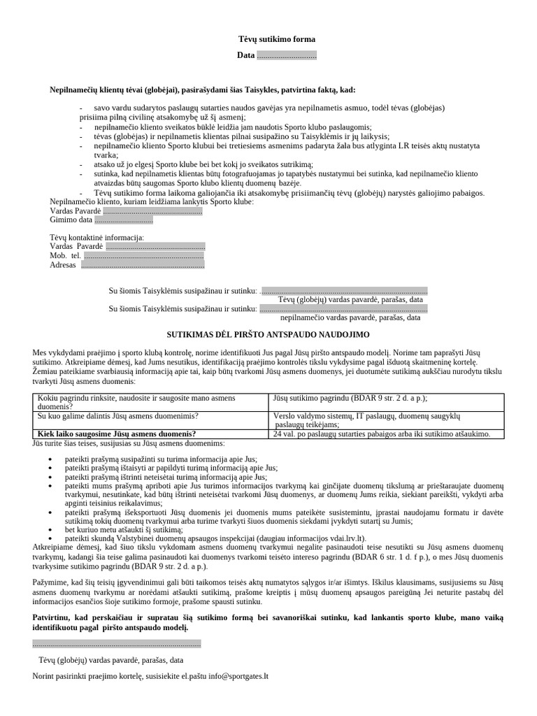 SG Tevu Sutikimo Forma | PDF