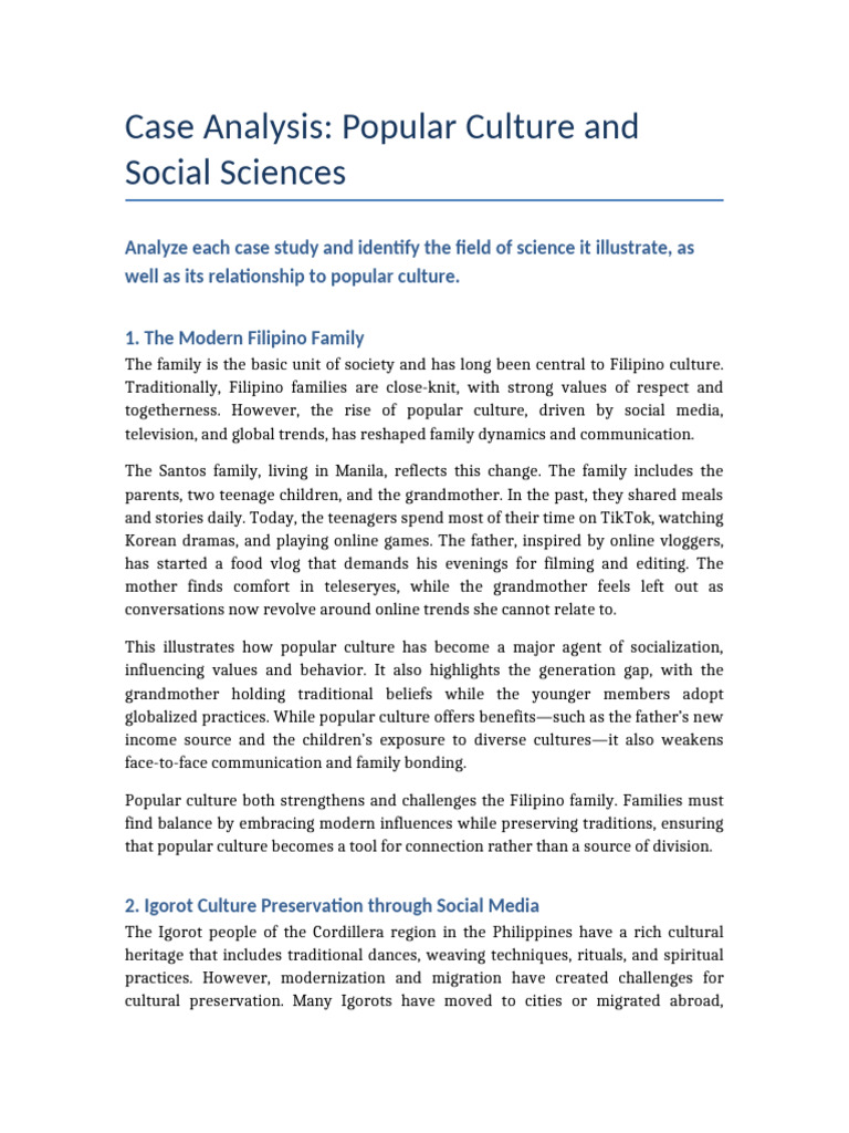 Popular Culture Case Studies Essay | PDF | Popular Culture | Philippines