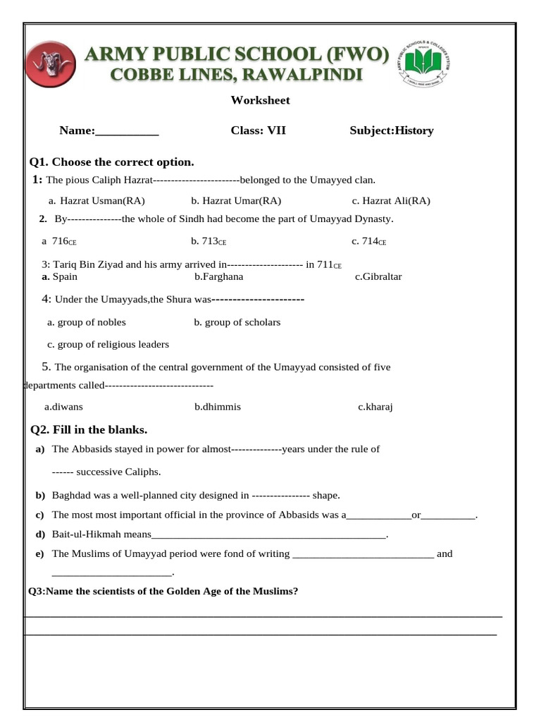 Umayyad and Abbasid History Worksheet | PDF | Caliphate | Abrahamic ...