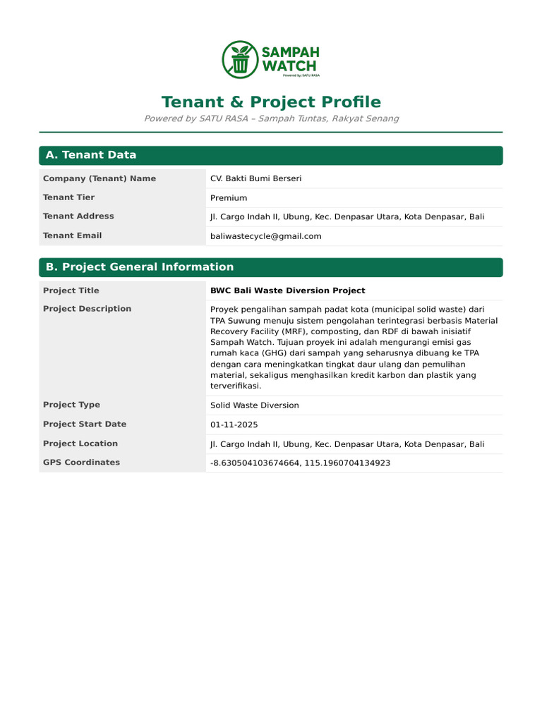 PROJECT BWC Bali Waste Diversion Project DD1025 00001 | PDF
