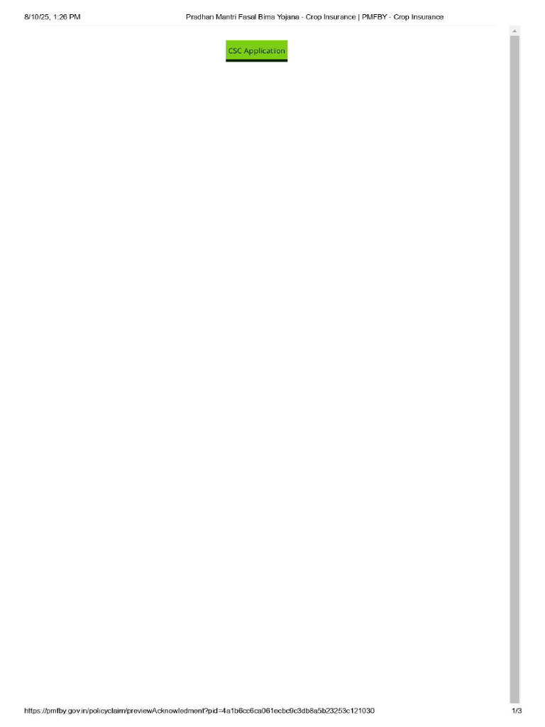 Pradhan Mantri Fasal Bima Yojana - Crop Insurance - PMFBY - Crop Insurance | PDF