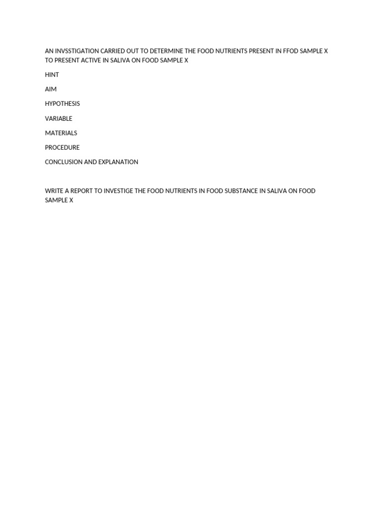 Nutrient Analysis of Food Sample X | PDF