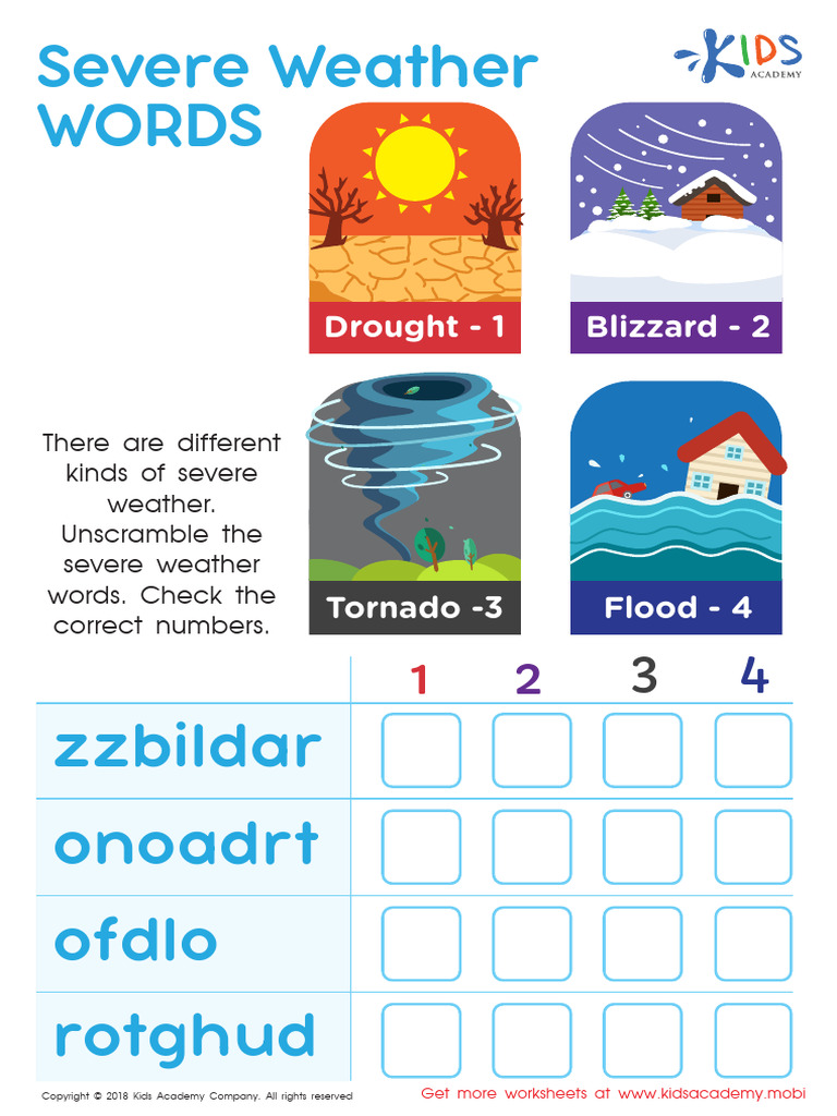 Severe Weather Words Worksheet | PDF