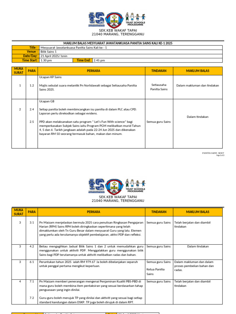 02 Maklum Balas SN 1 2025 | PDF