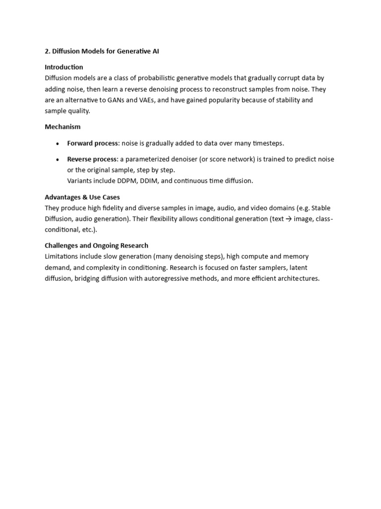 Diffusion Models For Generative AI | PDF