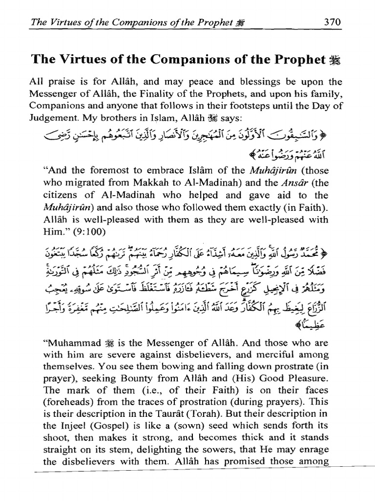 Virtues of the Prophet's Companions | PDF | Prophets And Messengers In ...