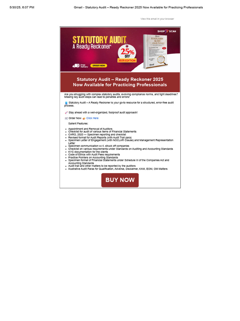 Statutory Audit Ready Reckoner 2025 1748721502 | PDF | Audit | Auditor ...