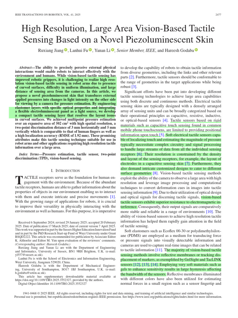 High Resolution Large Area Vision-Based Tactile Sensing Based On A ...