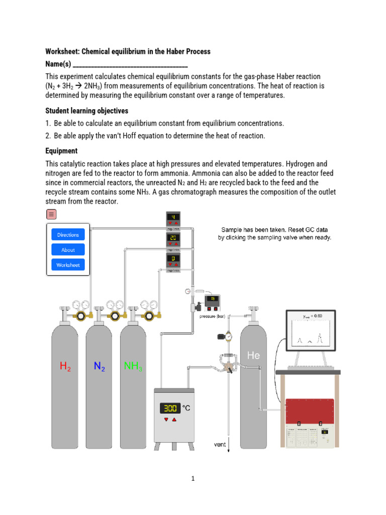 Haber Process Equilibrium Worksheet | PDF | Chemical Equilibrium ...
