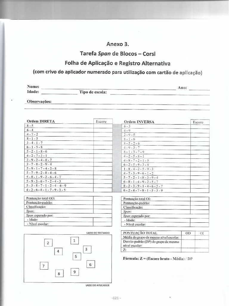 Span de Blocos - Corsi 3 | PDF