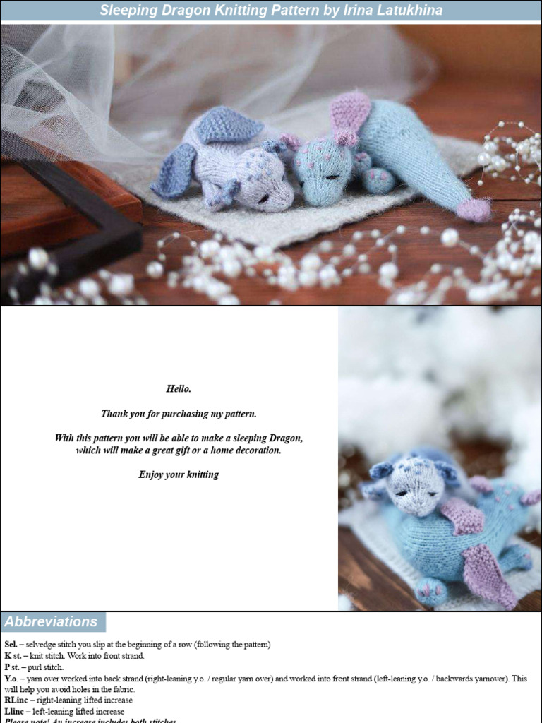 Sleeping - Dragon - ENG Latukhina | PDF | Knitting | Yarn