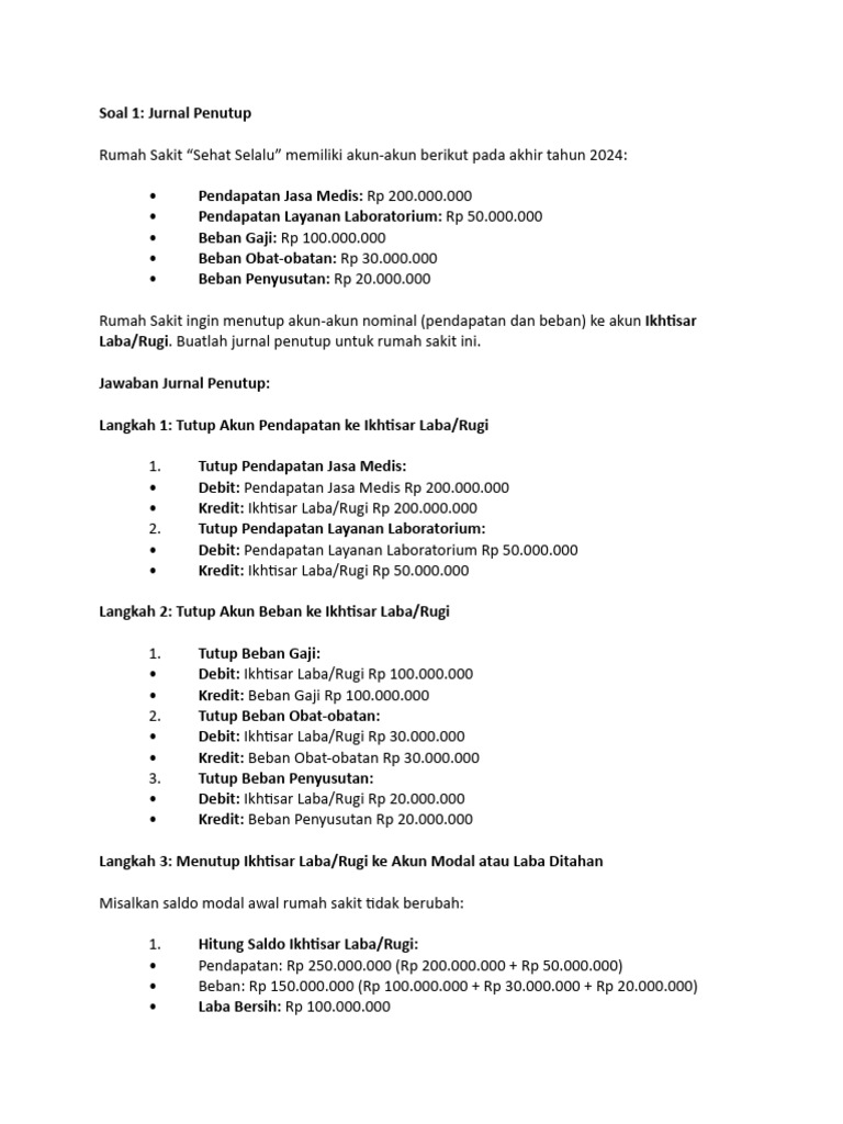 Jurnal Penutup dan Pembalik RS Sehat Selalu | PDF