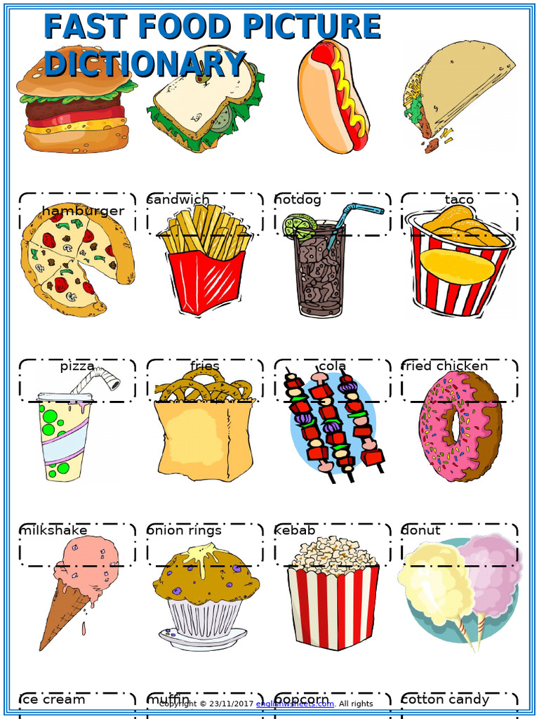 Fast Food Vocabulary for Kids | PDF