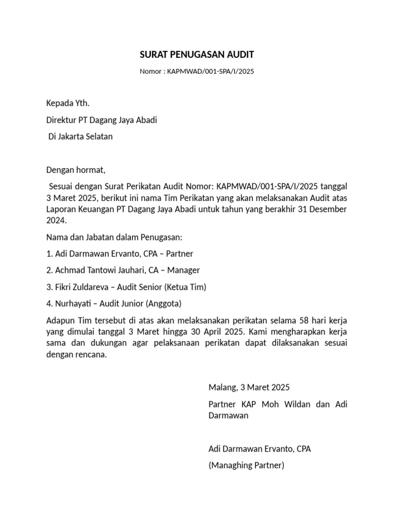 Surat Tugas Audit | PDF