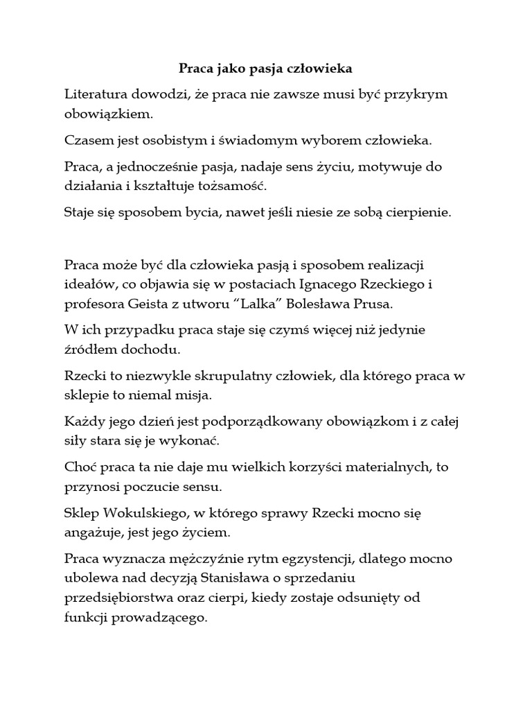 Praca Jako Pasja Człowieka | PDF