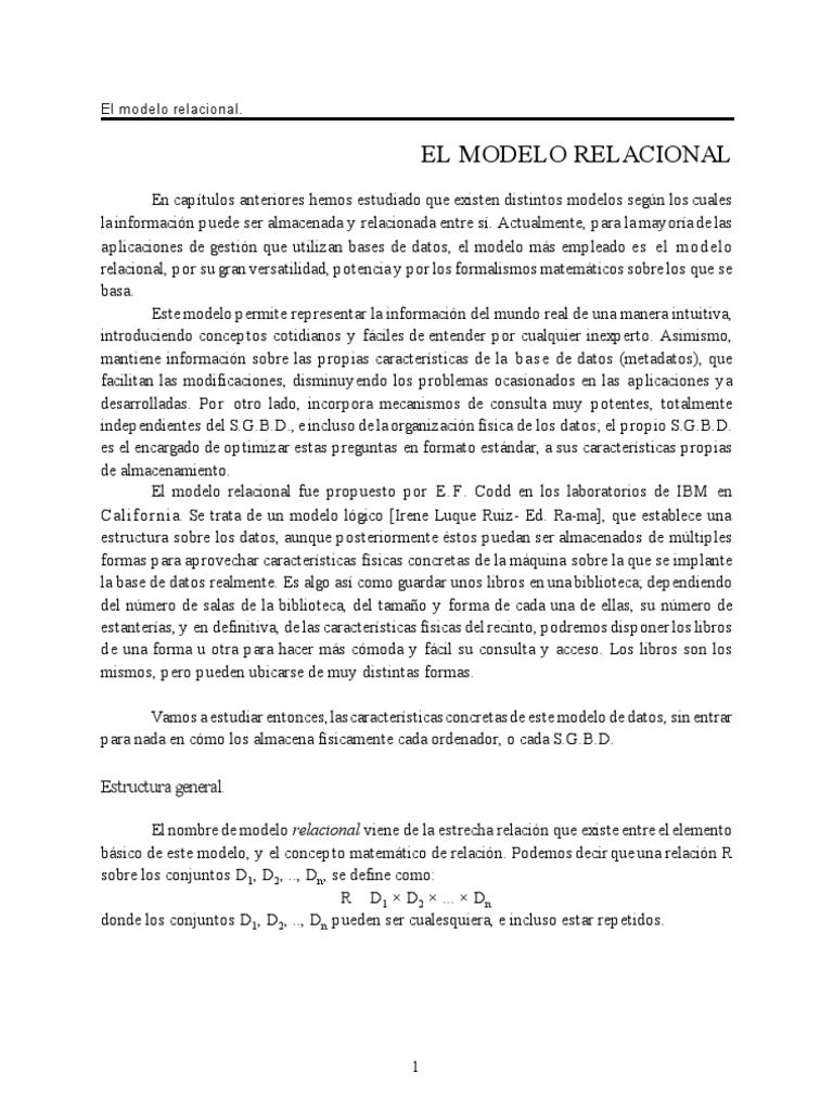 El Modelo Relacional | PDF