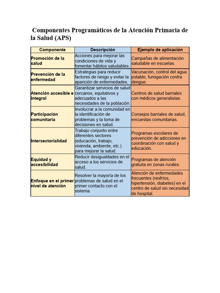 Componentes Clave de la APS | PDF | Asistencia sanitaria preventiva ...
