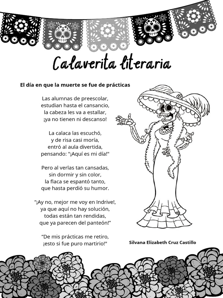 Documento A4 Calaverita Literaria Día de Muertos Rosa Naranja Morado ...