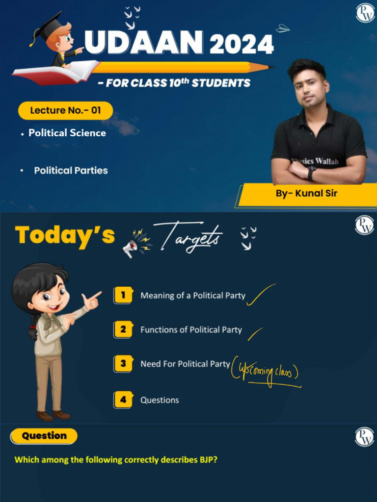 Political Science - Political Parties 01 - Class Notes - (Udaan 2024) | PDF