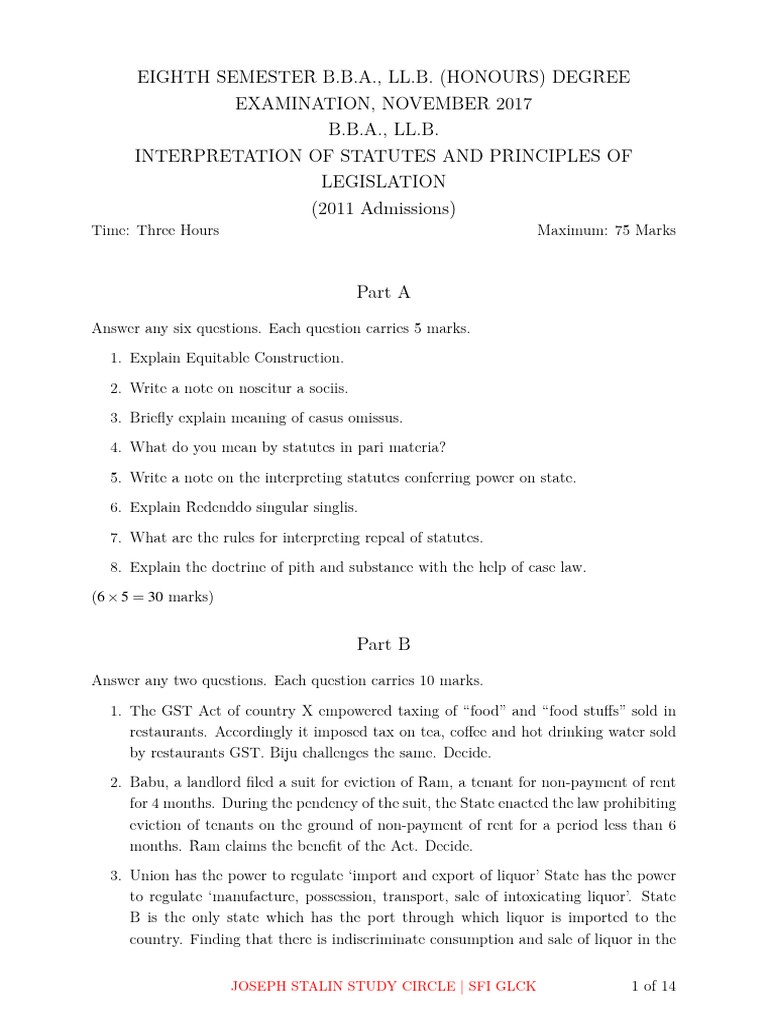 Statutory Interpretation Exam Guide | PDF | Statutory Interpretation ...